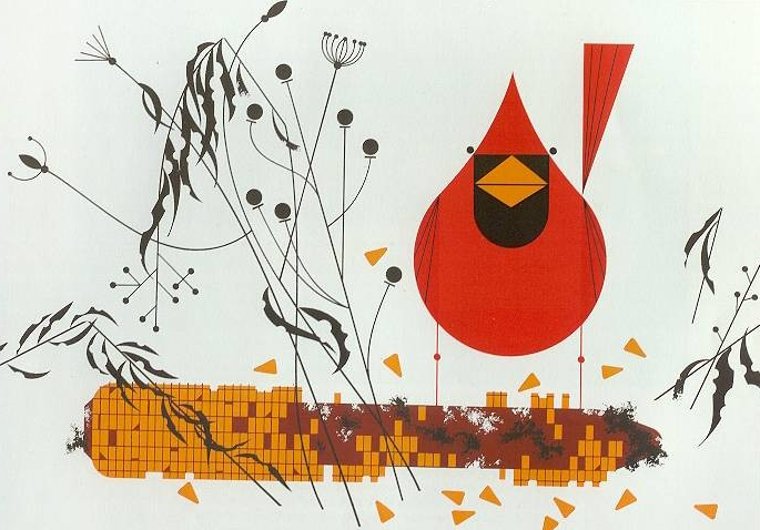 “Cardinal On Corn” by Charley Harper | The Common Naturalist